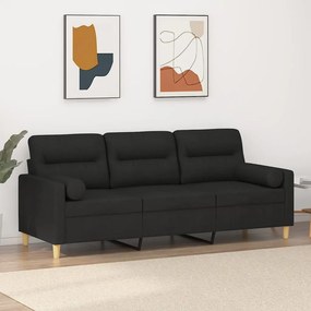 3místná pohovka s polštáři černá 180 cm textil 3200833