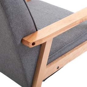 HOMCOM Samostatné Křeslo Lounge s Čalouněním a Dřevěným Rámem, Lněné Šedé 64,5 x 70 x 74 cm