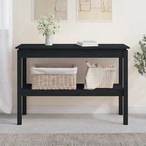 Konzolový stolek černý 110 x 40 x 75 cm masivní borové dřevo - Default Title