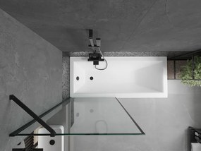 Mexen Next, vanová zástěna 1-křídlová 80 x 150 cm, fixní křídlo, 6 mm čiré sklo s černým vzorem, černý profil, 895-080-000-00-70-70