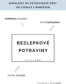 BEZLEPKOVÉ POTRAVINY - Samolepka s rámečkem na dózy do lednice, 6 x 4 cm