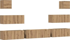 Sada 7 kusů nástěnné TV skříňka dub artisan kompozitní dřevo 3329020