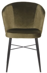 LABEL51 Sametová jídelní židle WAVE zelená Color: Army green UK-30.170