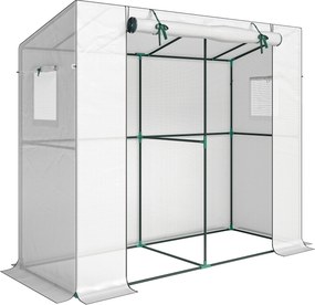 Outsunny skleník s rolovacími dveřmi, 2 okna, zimní skleník z ocelové fólie, skleník na balkon, zahrada, skleník na rajčata s UV ochranou 200x76x170c…