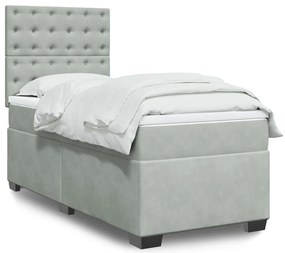 Box spring postel s matrací světle šedá 90x190 cm samet 3293098