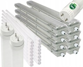 8x Hermetické svítidlo 120 cm s LED trubicemi do garáže a dílny