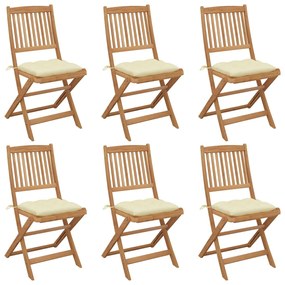 Skládací zahradní židle 6 ks s poduškami masivní akácie,  3075011