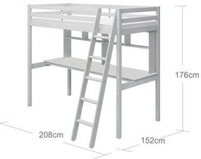 FALCO Vysoká postel s pracovní deskou a policemi Actim bílá