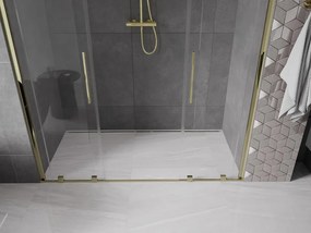 Mexen Velar Duo, posuvné dveře do otvoru 170x200 cm, 8mm čiré sklo, zlatá lesklá, 871-170-000-02-50