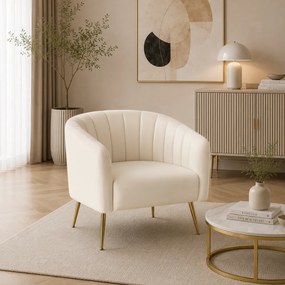 Designové křeslo, béžová Velvet látka/gold chrom-zlatý, BAGY