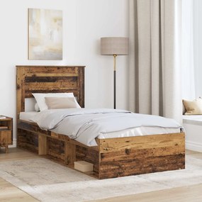 Rám postele s čelo Staré dřevo 75 x 190 cm Masivní borové dřevo 3409821