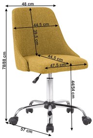 Kancelářská židle EDIZ látka žlutá, kov chrom