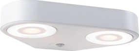 P 94868 LED venkovní nástěnné svítidlo Silma pohybové čidlo dva světelné zdroje IP44 280x176mm 3000K 2x5,5 / 2x0,7W 230V bílá hliník - PAULMANN