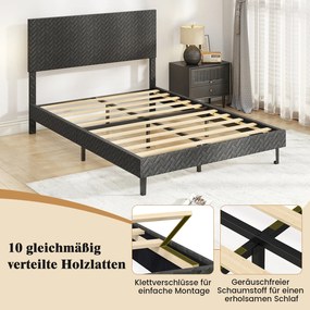 Costway Sametový rám postele s výškově nastavitelným čelem ve – 140 × 200 cm