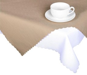 Ubrus s nešpinivou úpravou, Jednobarevný Deštík, kávový pr.155 cm