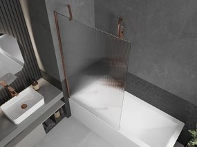 Mexen Next, vanová zástěna 1-křídlová 100 x 150 cm, fixní křídlo, 6 mm sklo s pruhy, růžové zlato profil, 895-100-000-00-09-60