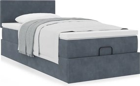 Osmanský rám postele s matrací tmavě šedá 100x200cm samet 3311682