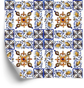 Tapeta Na Zeď Pro Jídelnu Mozaika Dlaždice Imitace Květin Vliesová tapeta 53x1000