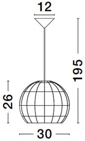 Nova Luce Závěsné svítidlo MARLO přírodní ratan, 30cm, E27 1x12W