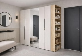 Skříň 6D 260 cm se zrcadlem dub appalačský / kašmír Space