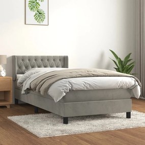 Box spring postel s matrací světle šedá 90x200 cm samet 3131117