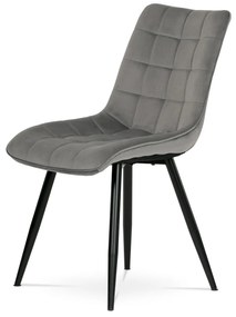 AUTRONIC Jídelní židle, potah v šedém sametu, kovové podnoží v černé práškové barvě