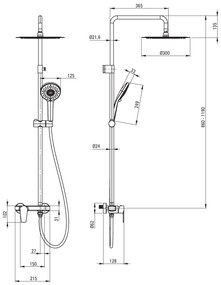 Deante Agawa, sprchová baterie s dešťovou sadou, chromová, NAC_01QG
