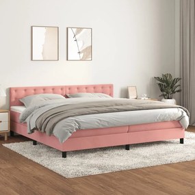 Box spring postel s matrací růžová 200x200 cm samet,  3141568