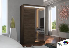 ADRK Furniture Posuvná skříň se zrcadlem a LED osvětlením REWENA 120 ADRK-SW-REW-CH-120+L