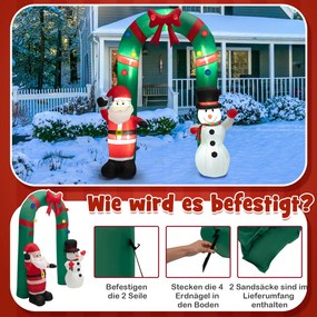 Costway 245 cm Vysoký vánoční nafukovací oblouk s dekoracemi Santa Claus