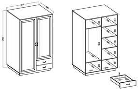 FALCO Šatní skříň Flower 120 Odstín: Dub artisan/grafit