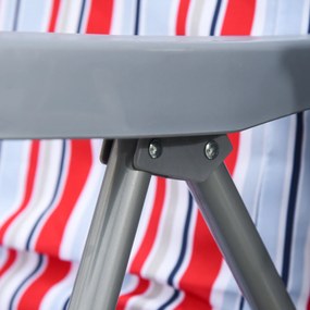 Outsunny lehátko sada 2 lehátek s polštářem skládací nastavitelné opěradlo ocel+polyester červená 60 x 75 x 65-102 cm| Aosom