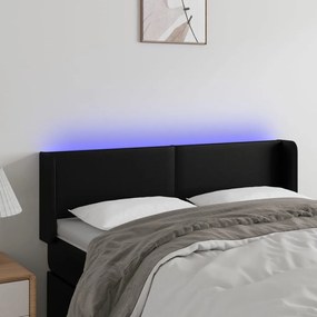 Čelo postele s LED černé 147 x 16 x 78/88 cm umělá kůže
