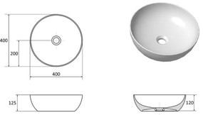 Ravak XJX01140003 - Umyvadlo na desku UNI SLIM pr. 40 cm keramika/bílá