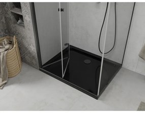 Mexen Lima skládací sprchový kout 80 x 100 cm, Průhledné, Černá + sprchová vanička Flat, Černá - 856-080-100-70-00-4070B