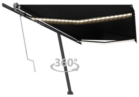 Automatická markýza LED a senzor větru 500 x 350 cm antracitová,  3069874