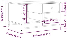 Konferenční stolek šedý sonoma 85,5x51x45 cm kompozitní dřevo - Default Title