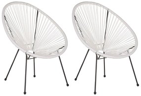 Sada 2 židlí z umělého ratanu ø 70 cm bílá ACAPULCO II Beliani