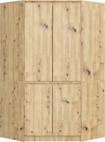 Rohová šatní skříň S100 4D dub artisan