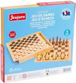 Jeujura Šachy a dáma v dřevěné krabici / od 5 let