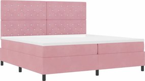 Postel s boxspringem s čelo Růžová 200 x 200 cm samet 3339793