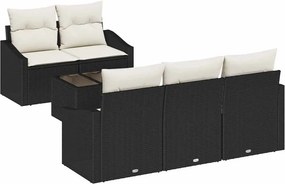Set pohovek 6 ks Černá a krémová polyratan 3355266