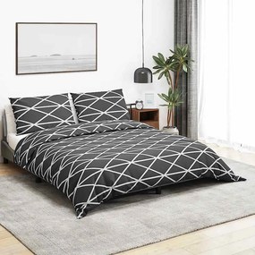 Sada povlečení na peřinu tmavě šedá a bílá 140x200 cm bavlna 136046