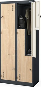 Šatní skříň typu L antracitová / dub sonoma: Eco Design JULIA, 800 x 1850 x 450 mm