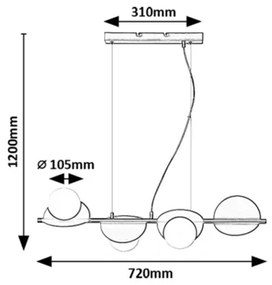 Rabalux 72225 - Lustr na lanku JULES 4xG9/5W/230V