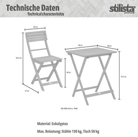 STILISTA Zahradní bistro set 2 židle + stůl, dřevo