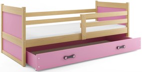 BMS Group Dětská postel s úložným prostorem RICO borovice Velikost postele: 200x90 cm, Barva výplní: Růžová