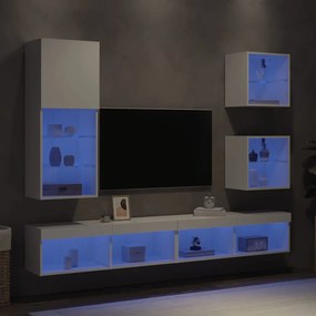 5dílná obývací stěna s LED osvětlením bílá kompozitní dřevo 3216675