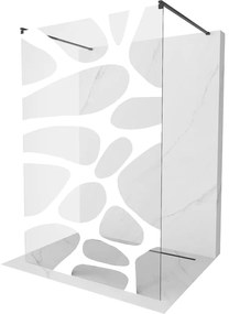 Mexen Kioto volně stojící sprchová zástěna 110 x 200 cm, Průhledné/Bílý vzor 8 mm, Černá - 800-110-002-70-97