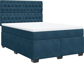 Box spring postel s matrací modrá 140 x 200 cm samet 3293240